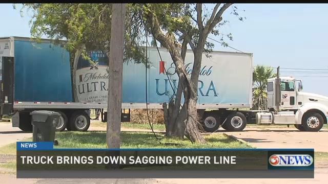 Truck Brings Down Sagging Power Line | kiiitv.com